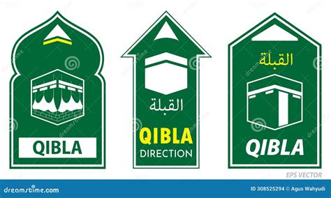 Set Of Qibla Sign For Mosque Or Prayer Room Isolated Eps Stock Illustration Illustration Of