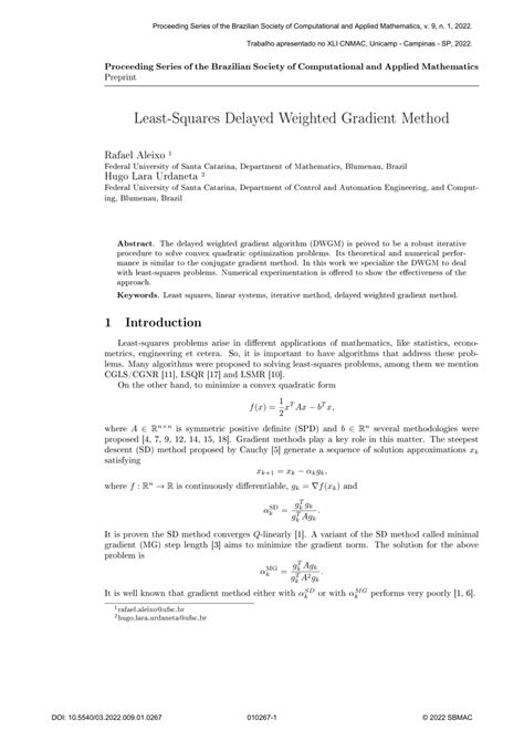 Pdf Least Squares Delayed Weighted Gradient Method