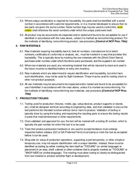 Procedure Identification And Traceability