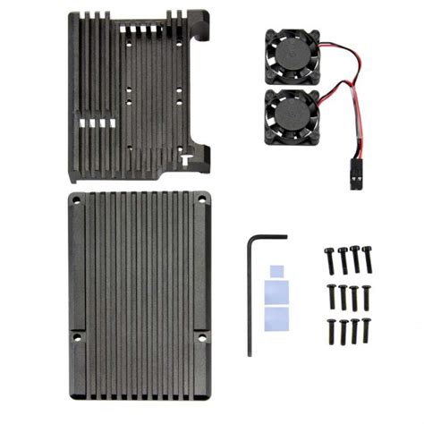 Dual Fan Aluminium Heatsink Case For Raspberry Pi Black Core Electronics Australia