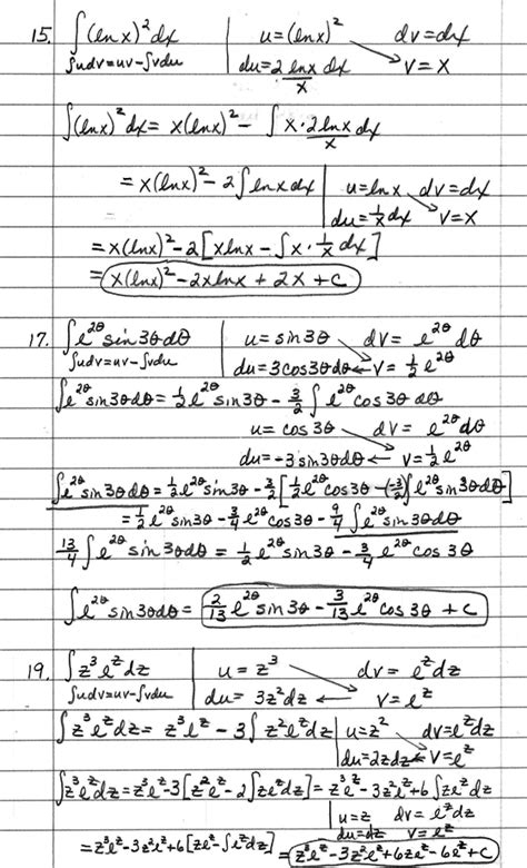 Calculus Homework Problems Integration By Parts