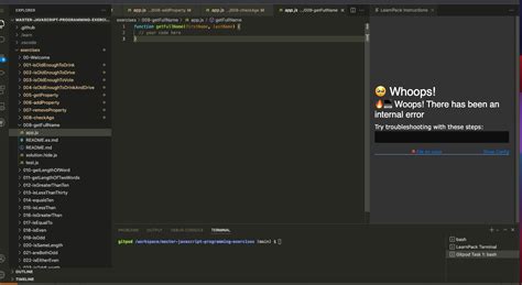 Master Javascript Pre Work Exercises Giving Whoops Error When Running