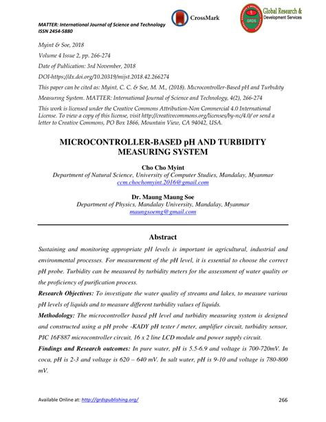 PDF MICROCONTROLLER BASED PH AND TURBIDITY MEASURING SYSTEM