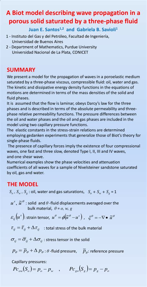 Pdf A Biot Model Describing Wave Propagation In A Porous Solid Saturated By A Three Phase Fluid