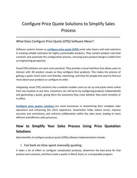 PPT Configure Price Quote Solutions To Simplify Sales Process PowerPoint Presentation ID