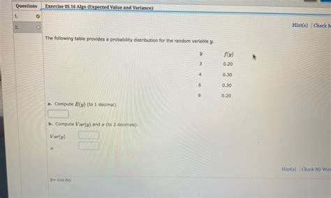 Solved Questions Exercise 05 16 Algo Expected Value And Chegg Com
