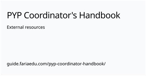 External Resources Pyp Coordinators Handbook