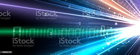 Bytes Of Binary Code Run Through Network Abstract Futuristic Technology Syberspace Stock
