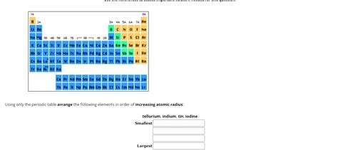 Solved Using Only The Periodic Table Arrange The Following