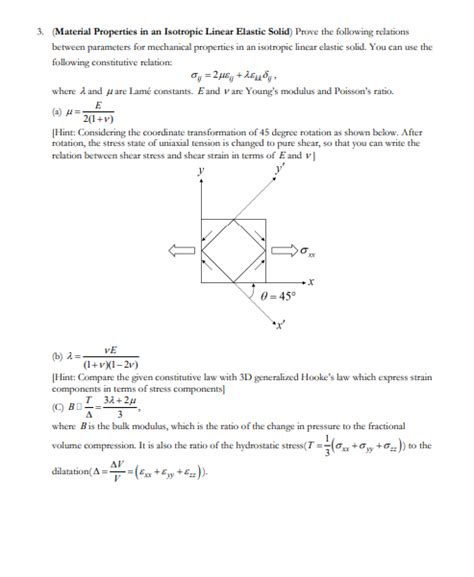 Solved Material Properties In An Isotropic Linear Elastic Solid Course Hero