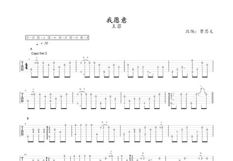 我愿意吉他谱曹思义c调指弹 吉他世界
