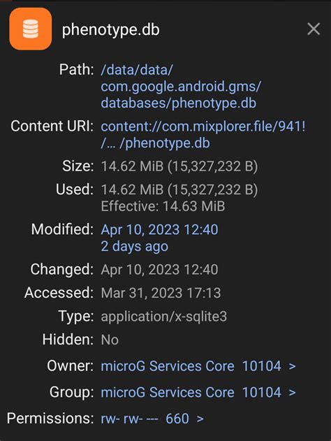 🐞 Bug `aa4mg` Android 1112 Incorrect `phenotypedb` Permissions