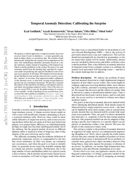 Pdf Temporal Anomaly Detection Calibrating The Surprise