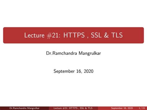 Lecture 21 Ssl And Tls Ppt
