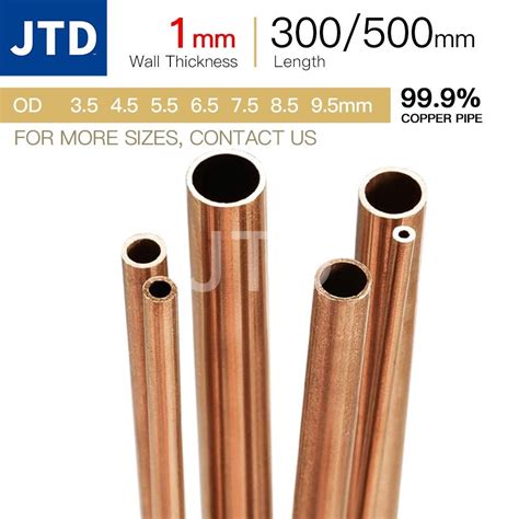 Jtd Copper Pipe 1mm Wall Thickness 300 500mm Length Ultrathin Tubule