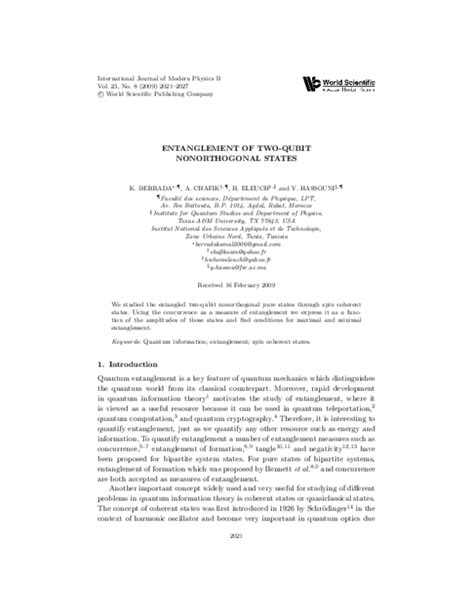 Pdf Entanglement Of Two Qubit Nonorthogonal States