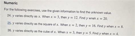 Solved Numeric For The Following Exercises Use The Given