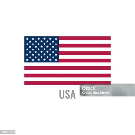United States Of America Usa Flag Icon The Country Sign Rectangle Shape Vector Image Stock