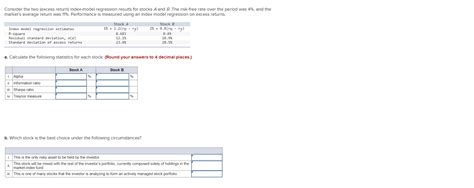 Solved Consider The Two Excess Return Index Model