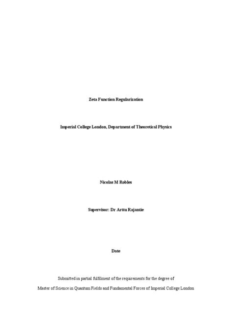 Zeta Function Regularization Pdf Quantum Field Theory Complex Analysis