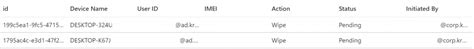 export list of wiped devices from intune