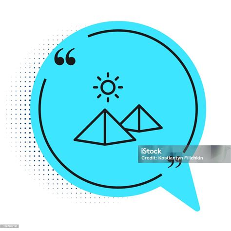 검은 줄 이집트 피라미드 아이콘 흰색 배경에 격리 고대 이집트의 상징 파란색 음성 버블 기호입니다 벡터 건축에 대한 스톡 벡터 아트 및 기타 이미지 Istock