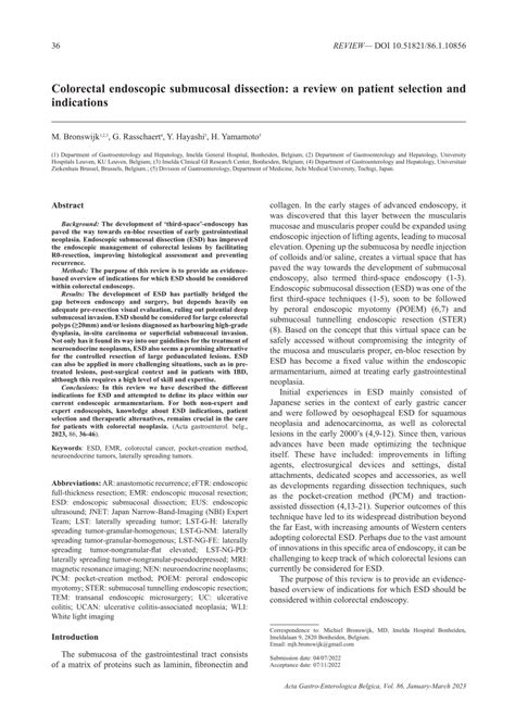 Pdf Colorectal Endoscopic Submucosal Dissection A Review On Patient Selection And Indications