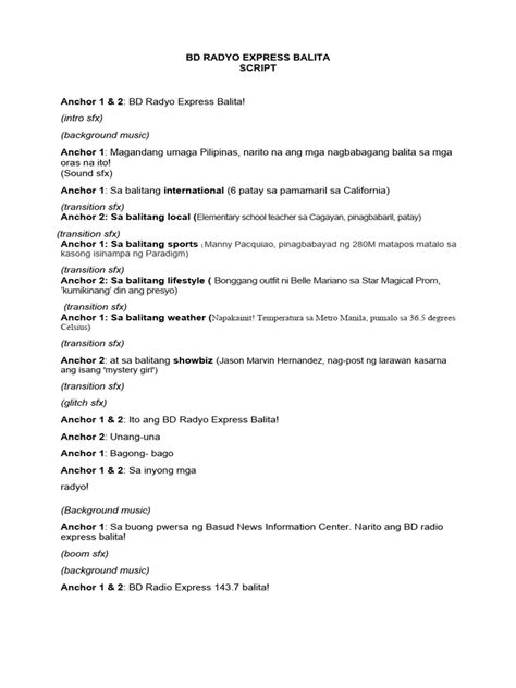 Radio Broadcasting Tagalog Script Pdf Free Pdf