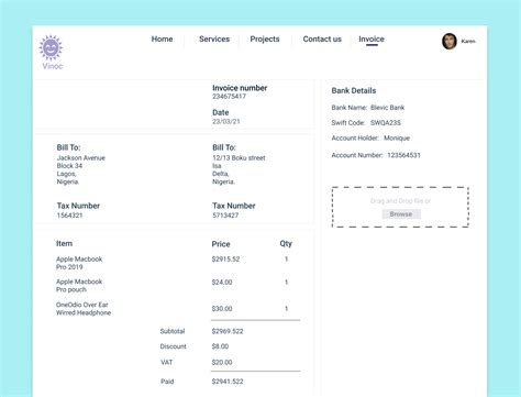 Daily UI Day 46 Invoice By Unyime Dickson On Dribbble