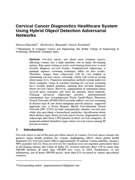 Ai Powered Cervical Cancer Detection Pdf Cervical Cancer Diseases And Disorders
