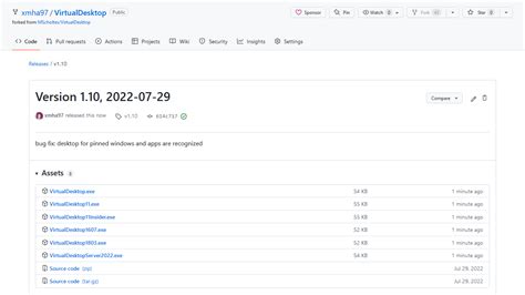 Add Binary EXE Files To The Release Page Issue MScholtes VirtualDesktop GitHub