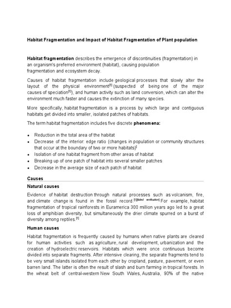 Habitat Fragmentation 02082022 Pdf