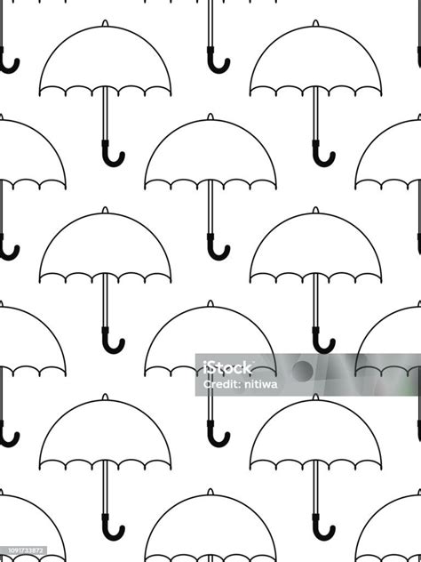 최소한의 간단한 스트로크 얇은 라인 봄 또는 비 시즌 테마 배경 배경 화면 배너 라벨 우산 모양 완벽 한 패턴의 질감 등 평면