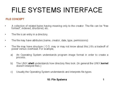 File Systems Interface File Concept A Collection Of