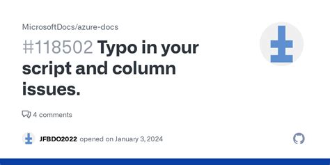 Typo In Your Script And Column Issues · Issue 118502 · Microsoftdocs