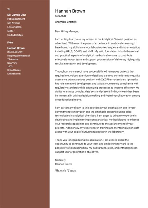 Analytical Chemist Cover Letter Examples With Writing Tips For 2024