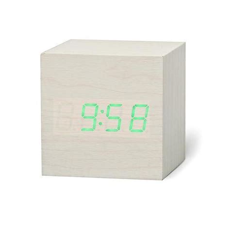 LED Wooden Cube Alarm Clock GEEKYGET