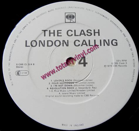 Totally Vinyl Records Clash The London Calling Inserts Lp