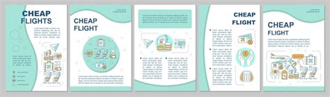 저렴한 항공편 브로셔 템플릿 레이아웃입니다 막바지 여행 저렴한 티켓 전단지 소책자 선형 삽화가 있는 전단지 인쇄 디자인 잡지 보고서 포스터용 벡터 페이지 레이