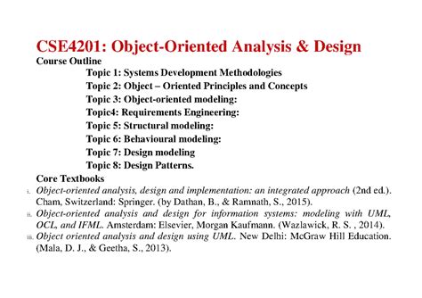 Topic Slide Notes Cse Object Oriented Analysis Design Cse Object Oriented