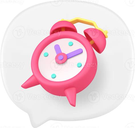 Alarm Clock Notification Reminder In Speech Bubble Time Checking Notice 3d Icon Realistic