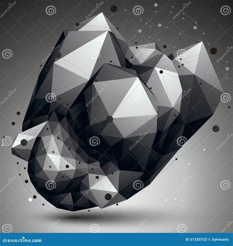 Asymmetric 3d Abstract Object With Connected Lines And Dots Geo Stock Vector Illustration Of