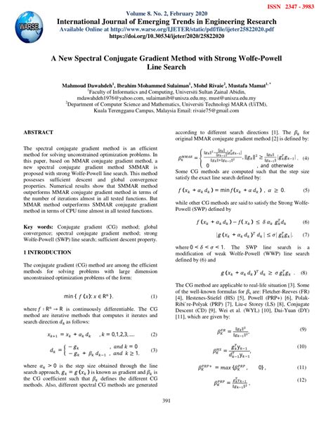 Pdf A New Spectral Conjugate Gradient Method With Strong Wolfe Powell Line Search