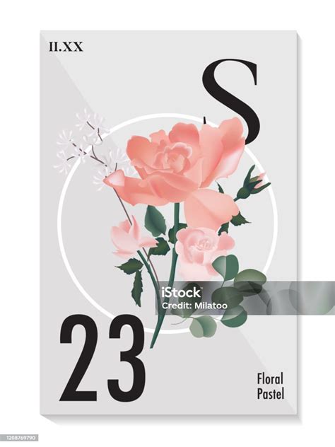 장미 꽃 포스터 회색 배경에 글꼴 디자인 우아한 꽃 프레임 전단지 아트 벡터에 알파벳 꽃 여름 디자인 0명에 대한 스톡 벡터 아트 및 기타 이미지 Istock