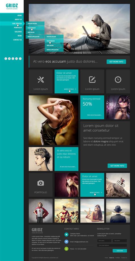 Gridz Responsive Html5 Template Website Design Layout Interactive