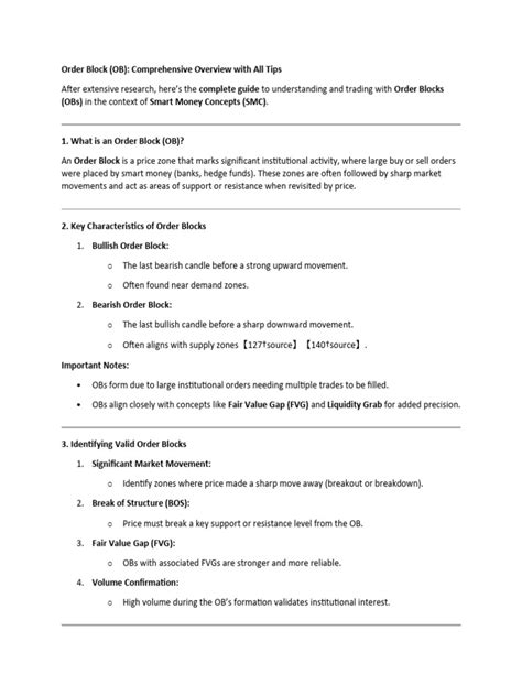 Order Block Pdf Market Trend Financial Markets