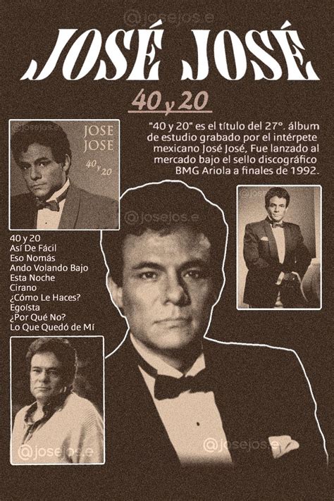 Póster álbum 40 Y 20 José José Musica De Jose Jose Jose Jose