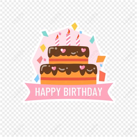 크리 에이 티브 핑크 만화 일러스트 생일 케이크 레이블입니다생과자창의성 Png 일러스트 무료 다운로드 Lovepik