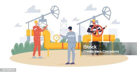 석유 생산 작업에서 플랫 만화 산업 노동자 캐릭터 벡터 일러스트 개념 관로에 대한 스톡 벡터 아트 및 기타 이미지 관로 디자인 만화 Istock