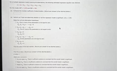 Solved Or A Multiple Regression Model Involving 46
